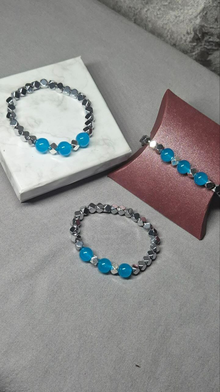 Плетеный браслет, нефрит, гематит