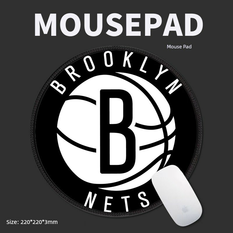 NBA Nets Логотип Гейминг Коврик для Мышки Черный 22x22см Офисный Стол Дизайн с Закреплением