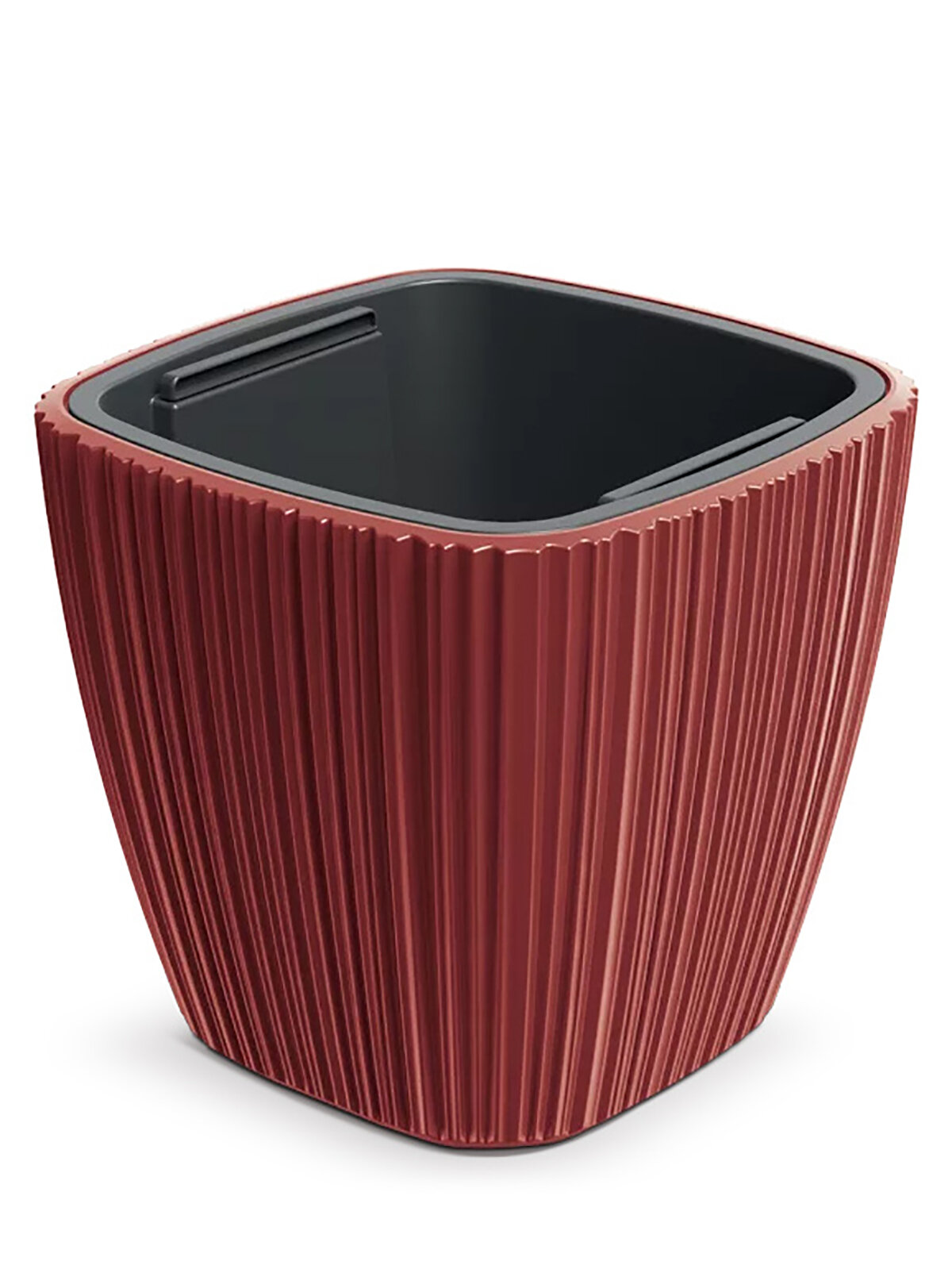 Кашпо для цветов квадратное со вставкой Prosperplast ORO, диаметр 39 см, высота 36 см, 36 л, красный ретро