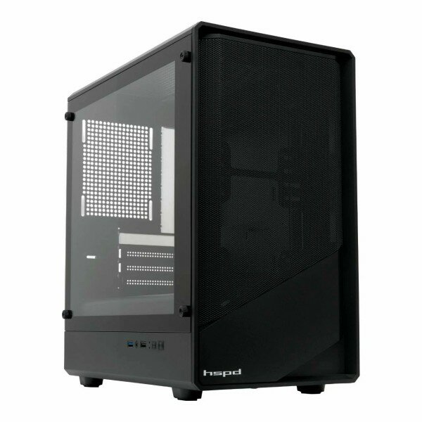 Компьютерный корпус без блока питания HSPD M331. Mesh Mini-tower. Black. TG. 0.4 SPCC. no fans mATX. mITX 175/329/170mm 1x2.5. 2x3.5. 4xPCI 1xUSB-A 3.