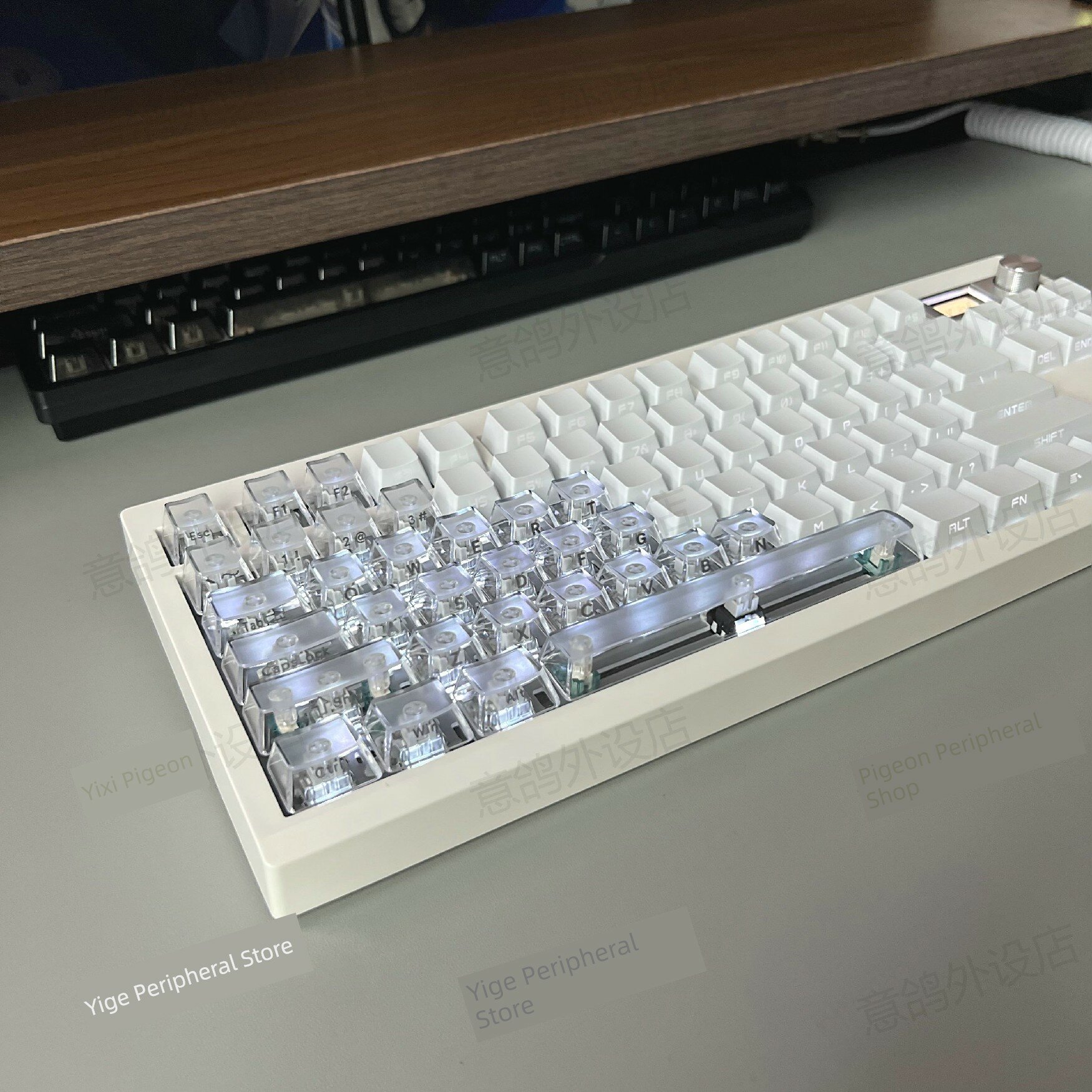 Черно-белые двухцветные прозрачные кейкапы для ПК с боковой печатью, OEM, высокая совместимость с Wooting ATKmade68,