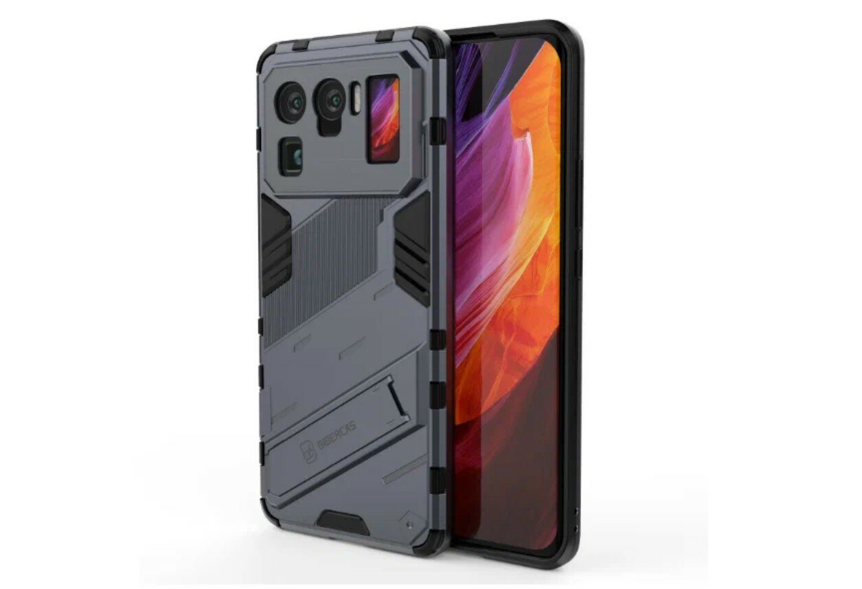 Противоударный чехол MyPads усиленный ударопрочный бампер-пенал для Xiaomi Mi 11 Ultra серый