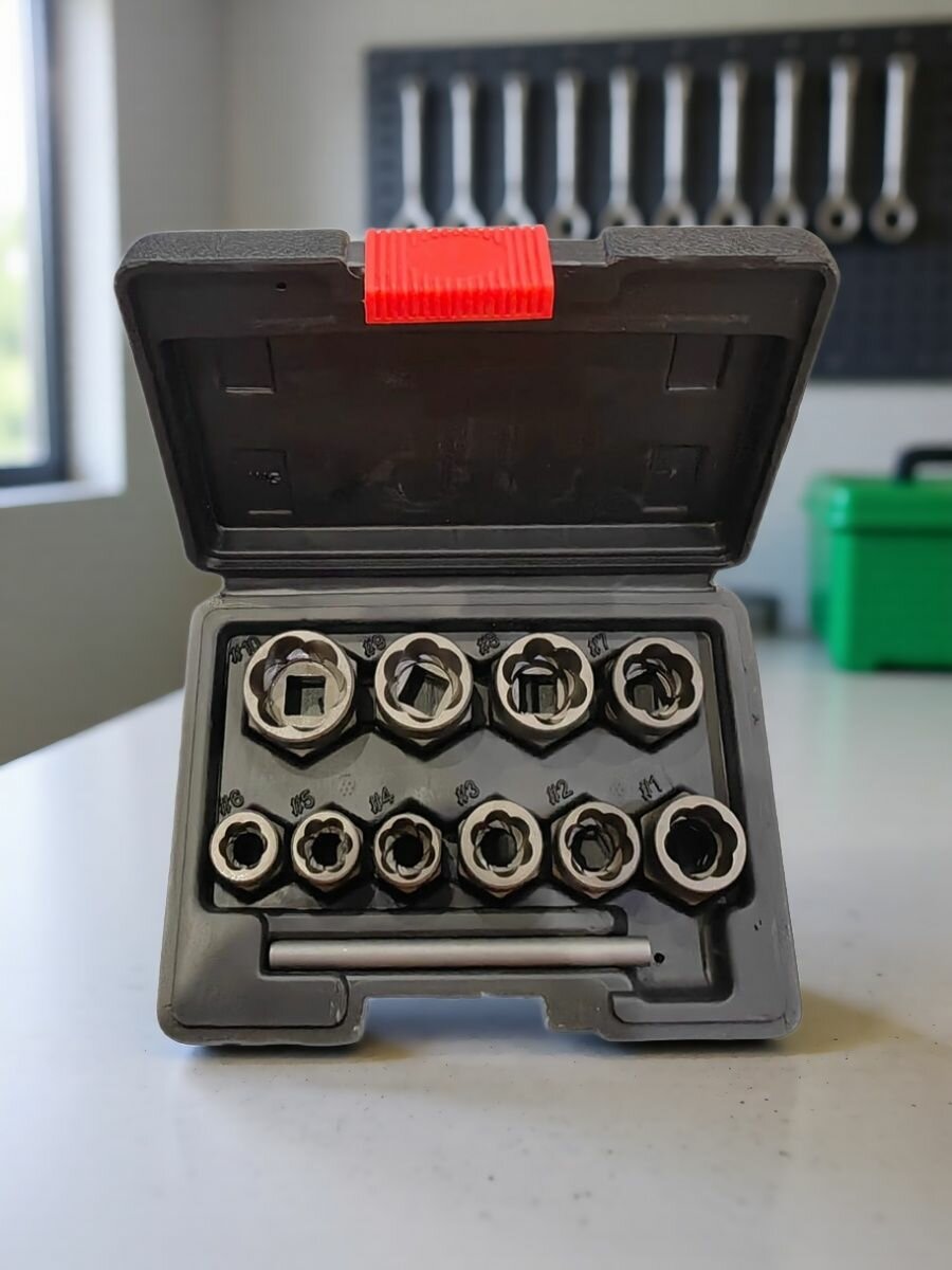 Набор головок для поврежденных болтов и гаек, в кейсе (11 предметов)