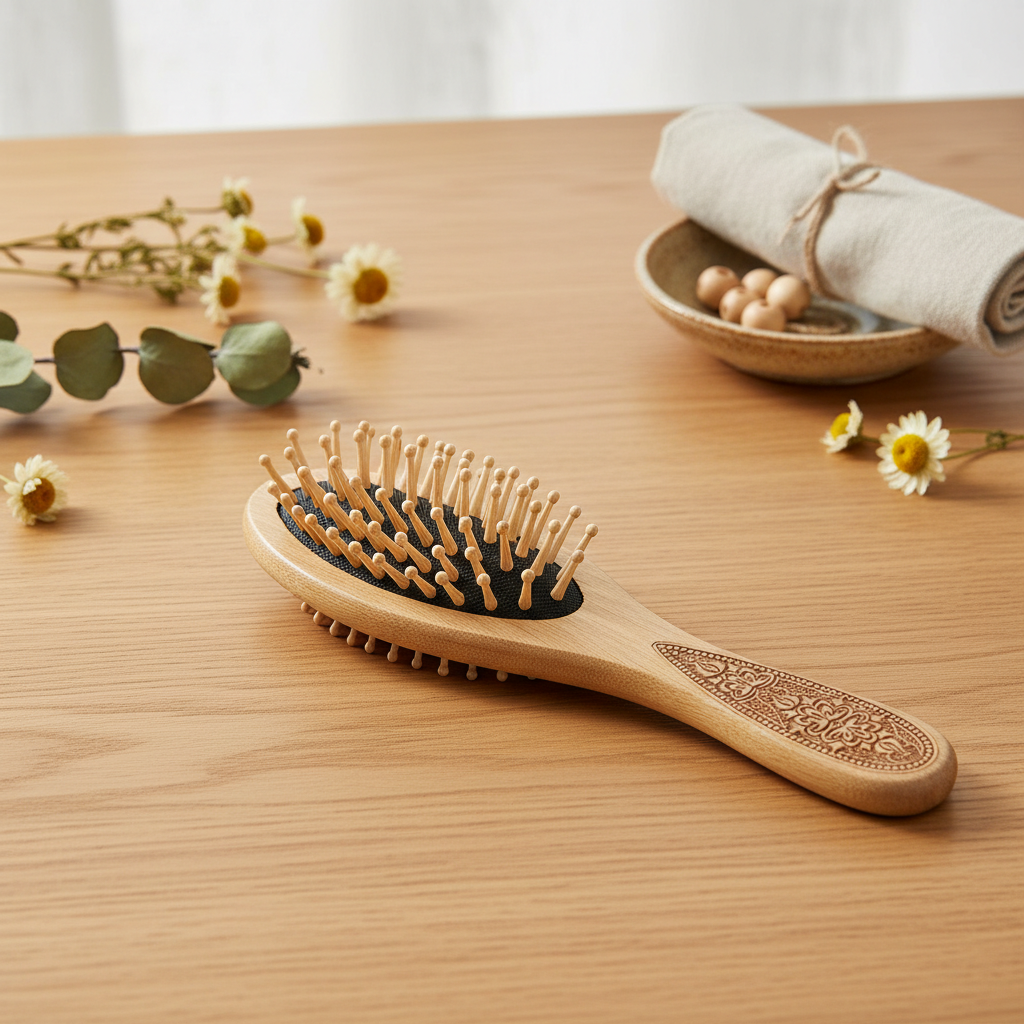 Массажная расческа деревянная Букет (береста) A2134388 Народные промыслы, Береста