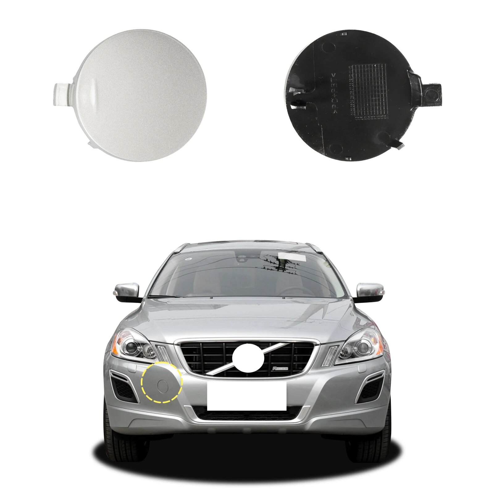 Крышка фаркопа переднего бампера подходит для Volvo XC60 2009 2010 2011 2012 2013 39854961 30763409 Буксировочная накладка на правовую пассажирскую сторону