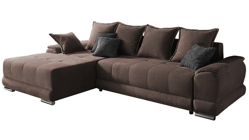 Диван с оттоманкой Нордик Velutto 24 NOW 285x190x87 см, коричневый Велютто, еврокнижка Фиеста