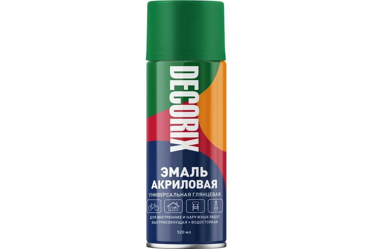 Эмаль-аэрозоль DECORIX Универсальная, ярко-зеленая, 520 мл