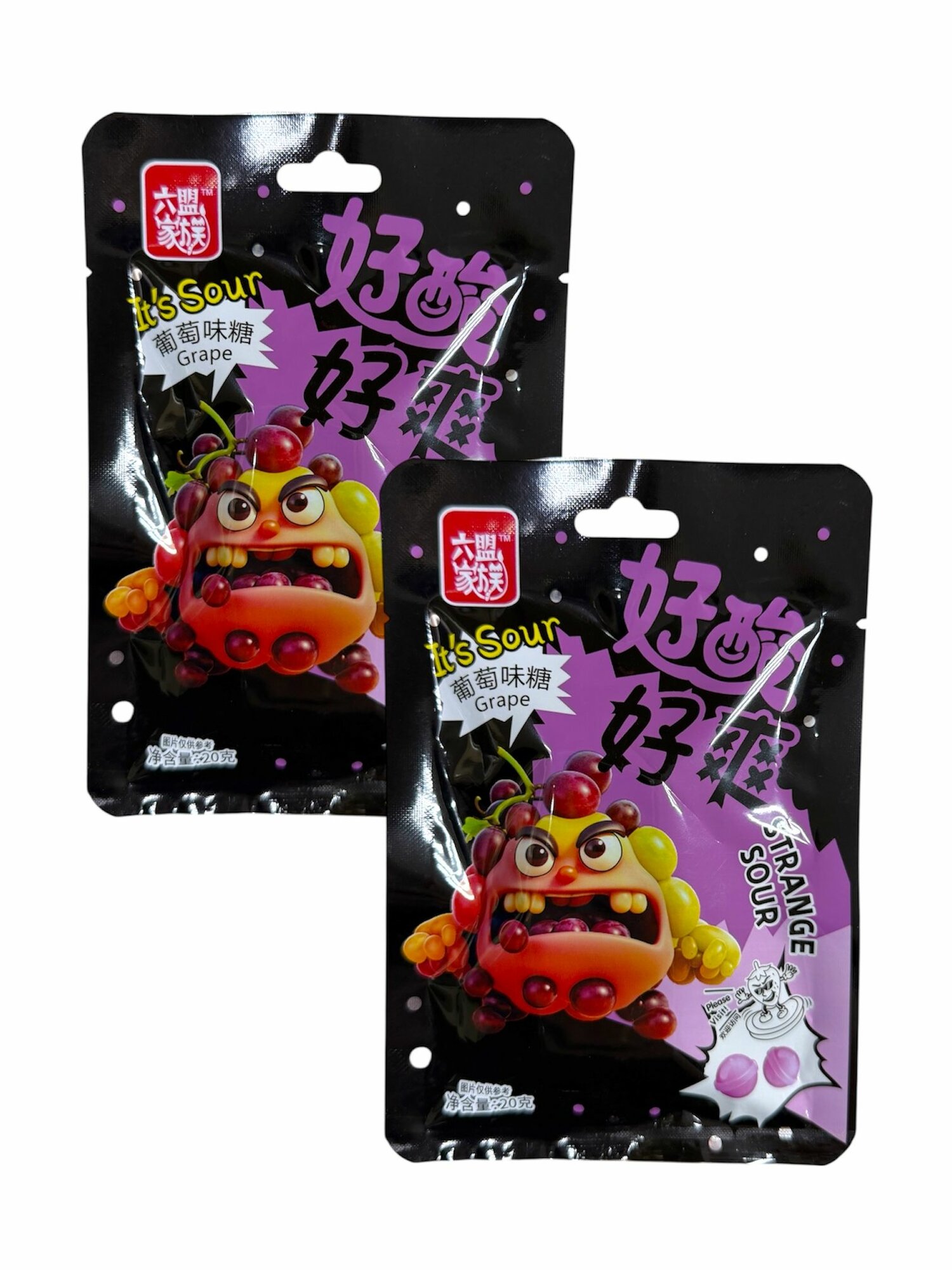STRANGE SOUR Кислые конфеты со вкусом винограда 2 шт х 20 гр