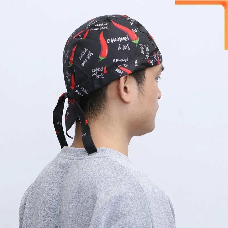 Модная поварская шляпа, тюрбан с черепом и лентой для кухни (узор перец )