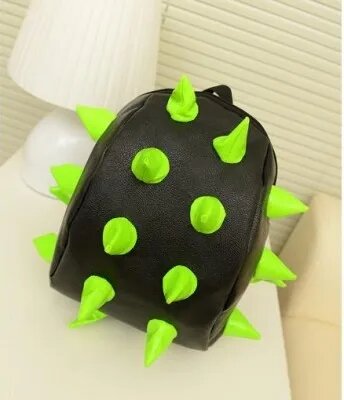 Рюкзак с шипами для мальчиков и девочек, школьные Наплечные сумки в стиле панк с шипами S, Green