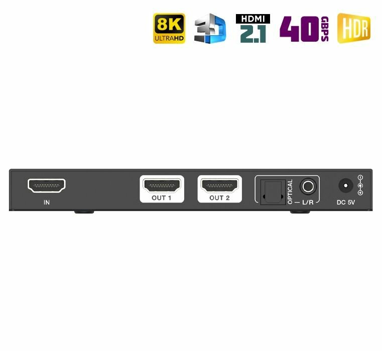 HDMI разветвитель 2.1 1х2 8k + Audio/ SP12A-8K