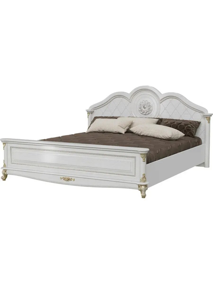 Кровать двуспальная велюр 180х200 см белый