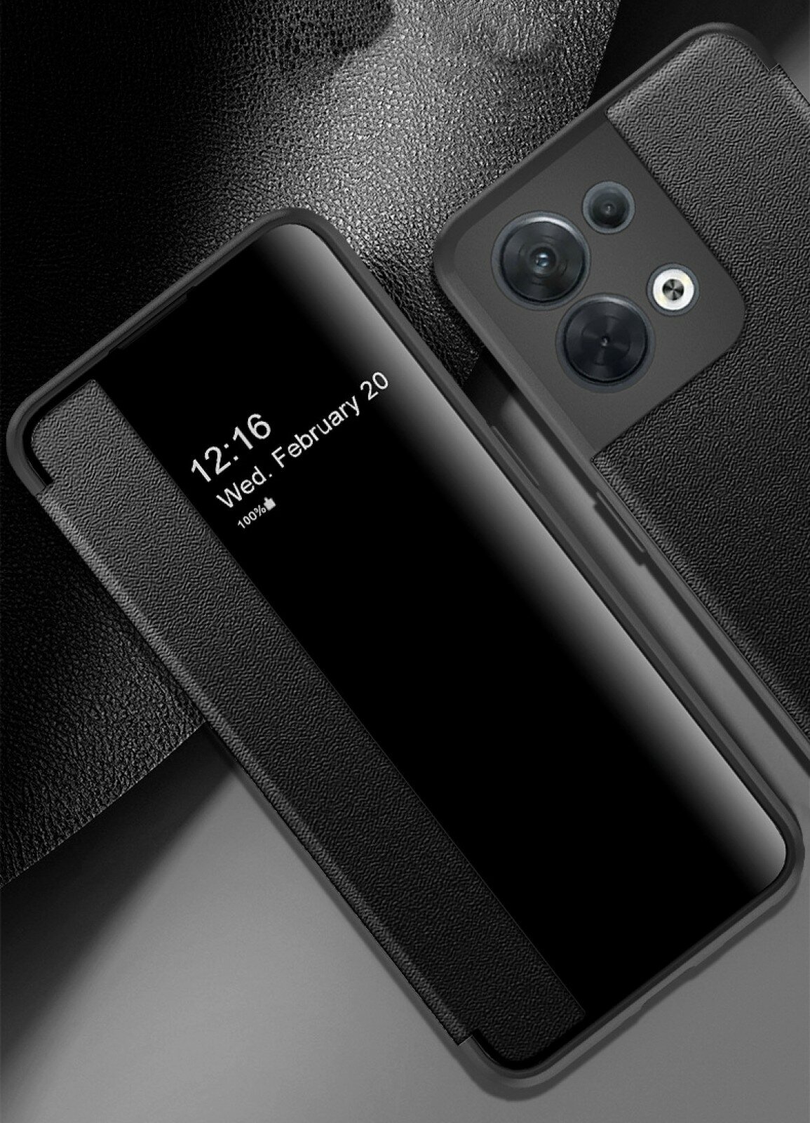 Чехол-кейс MyPads Finestra laterale для OPPO Reno8 Pro с боковым окном и водоотталкивающим покрытием