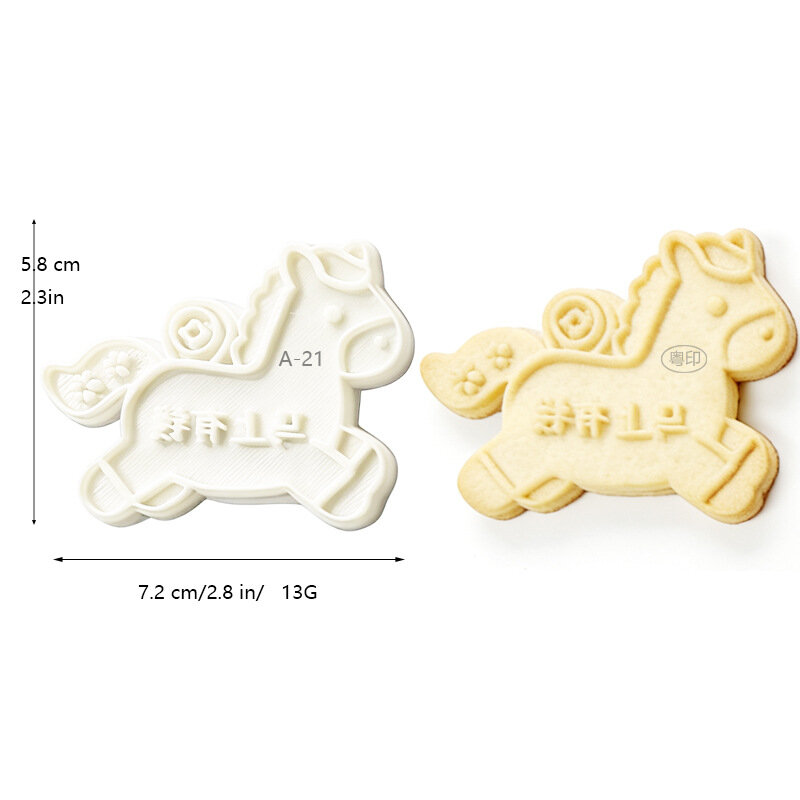 Форма для печенья в виде лошадки к Году Лошади 2026, пресс для печенья с изображением лошаденка к Новому году и Празднику весны.