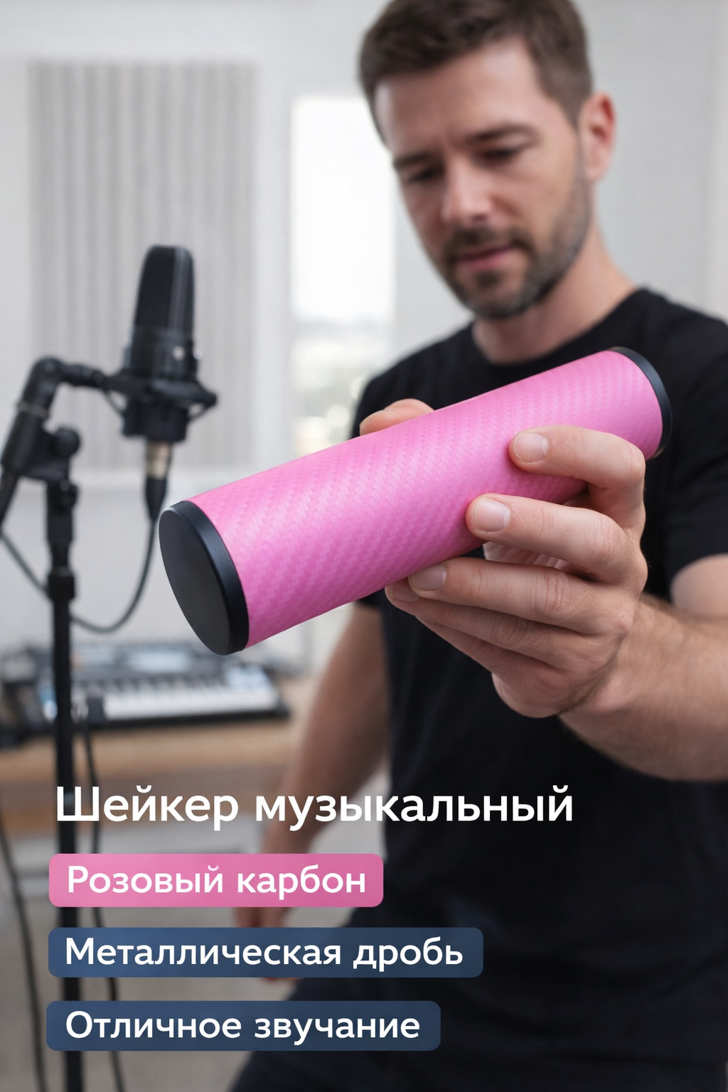 Шейкер музыкальный carbon pink