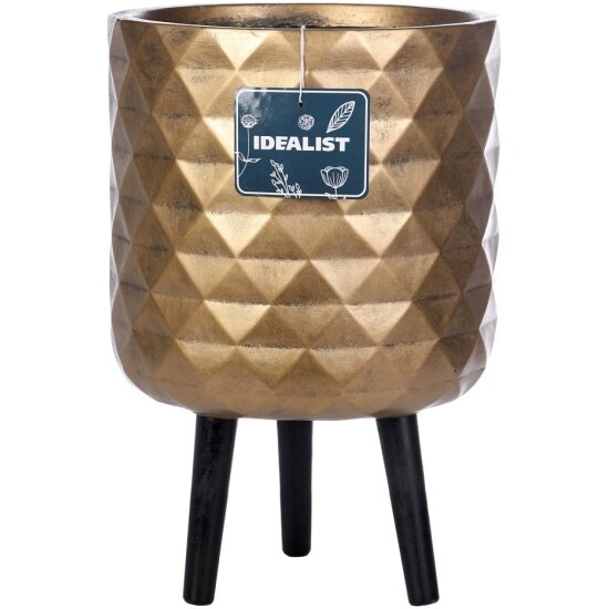 Idealist Lite LECHUZA DMND-RND-30-GLD Кашпо Даймонд с подставкой, файберстоун, золотистое, D30,5H46 cm Idealist