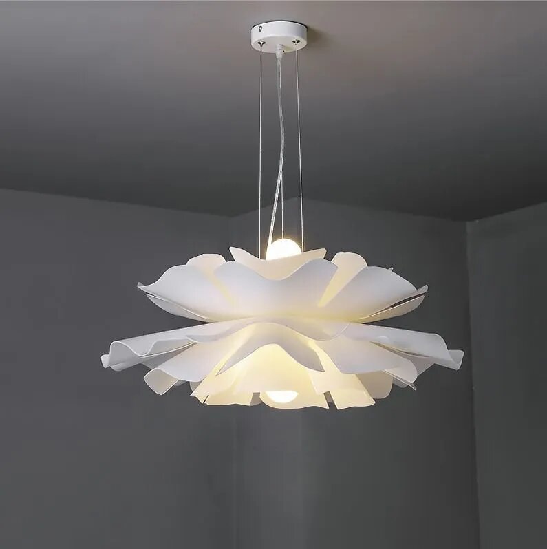Modern White Flower Chandelier, E27 Bulb, 16W, Living Room/Bedroom/Dining Room Lighting