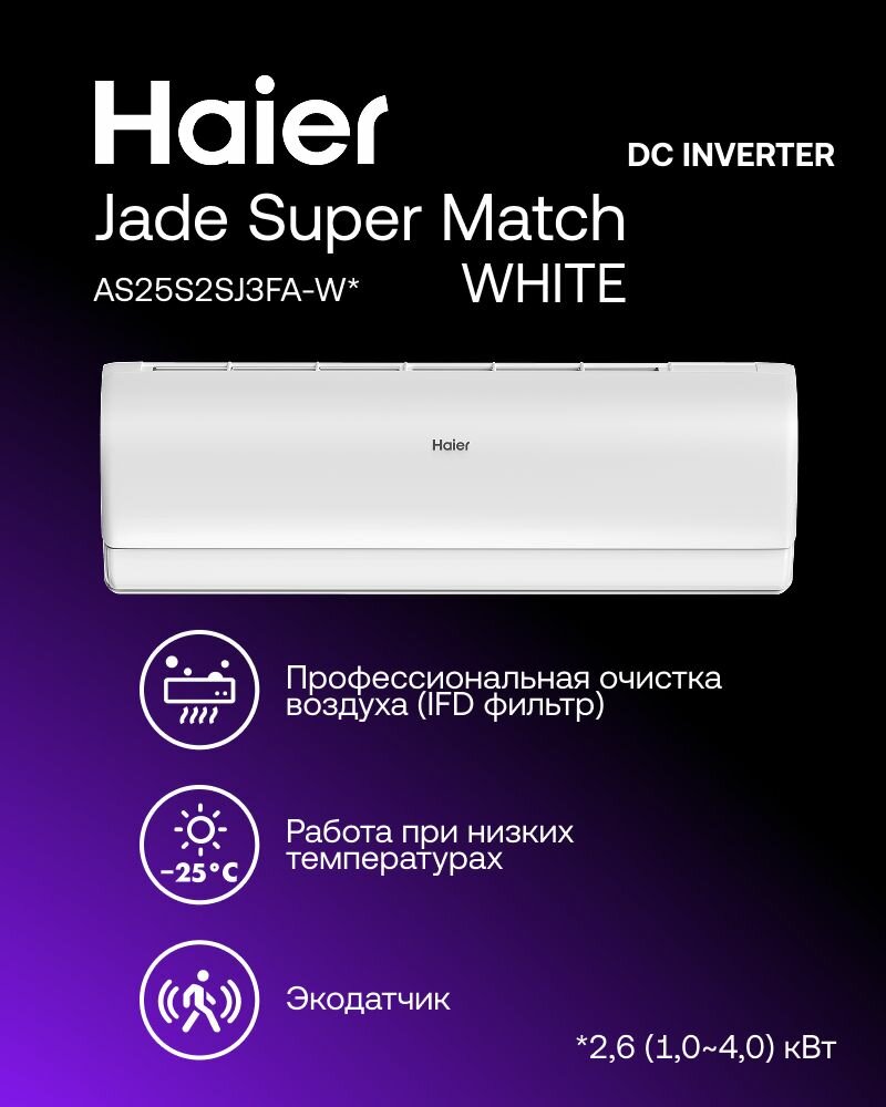 Сплит-система настенная Haier AS25S2SJ3FA-W/1U25MEC1FRA Jade inverter
