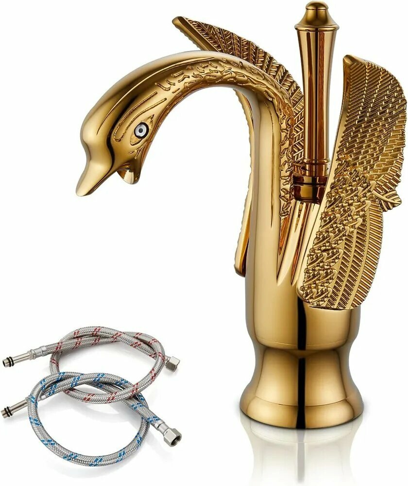 Кран для раковины в ванной комнате Swan, кран для раковины в форме лебедя с одной ручкой и одним отверстием, установка на палубе