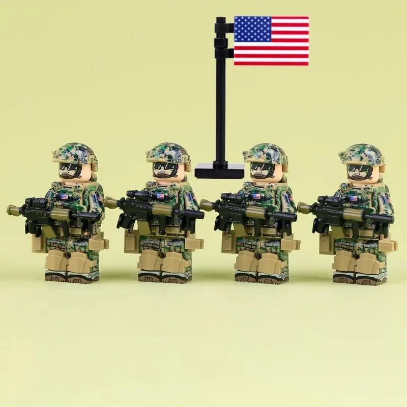 Модель минифигурки из строительного блока фронтовых боевых сил США "Дельта", модель минифигурки спецназа США "Призрак", совместимы с легo конструкторами