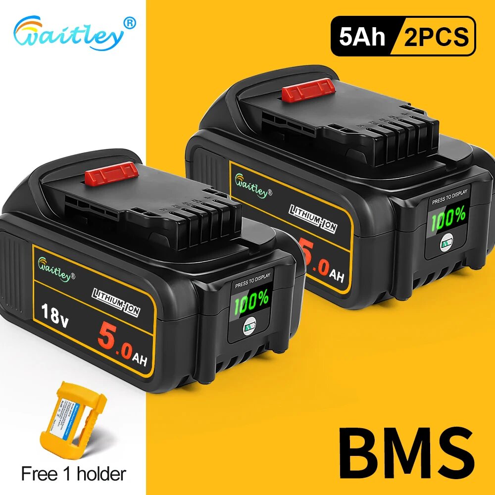Аккумулятор Waitley 18/20 В 5 Ач для Power Dewalt Tools 2 PCS 5Ah battery