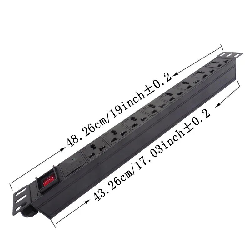 Удлинитель розетка 1U, 8 розеток, EU Plug, 2M Wire, Цвет: 8