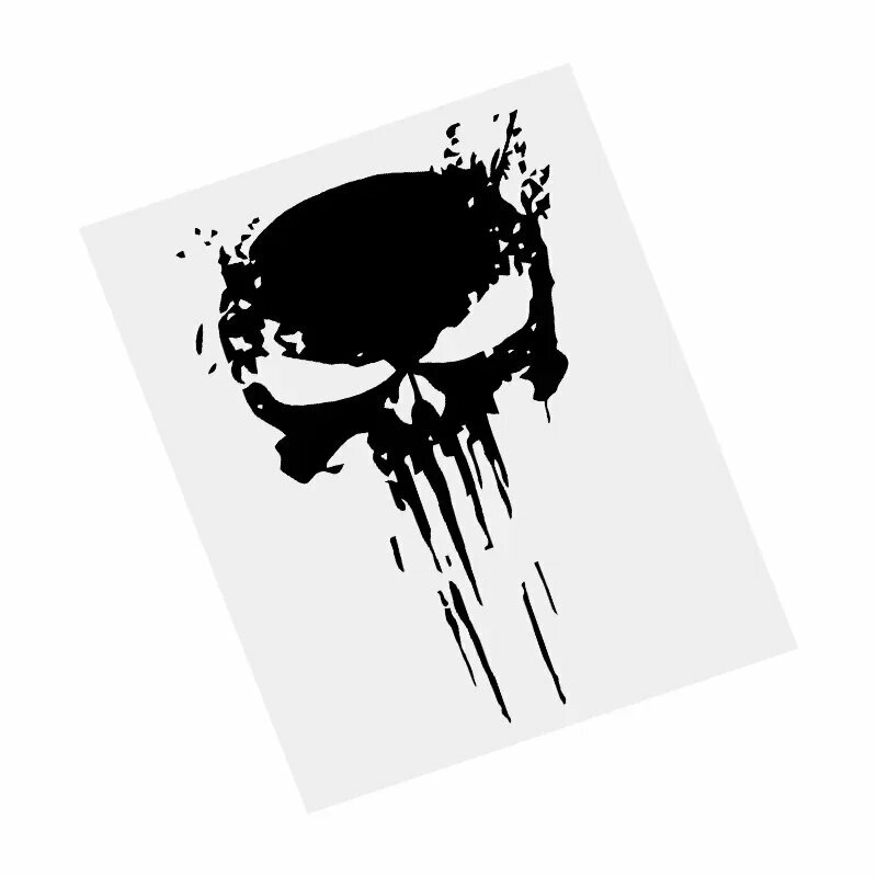 Череп Каратель Черная Прозрачная Виниловая Наклейка Водонепроницаемая Автомобильная 17 cm-height