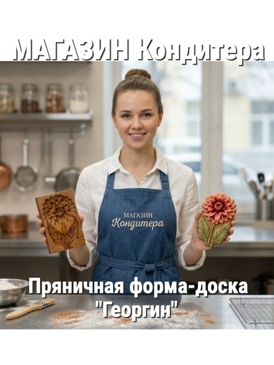 Пряничная форма-доска "Георгин" для изготовления пряников и печенья