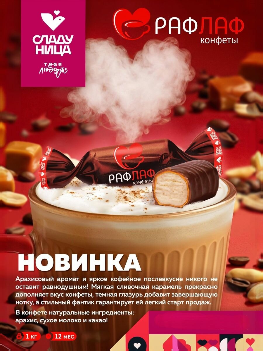 Рафлаф конфеты глазированные из мягкой карамели с начинкой 1кг Сладуница