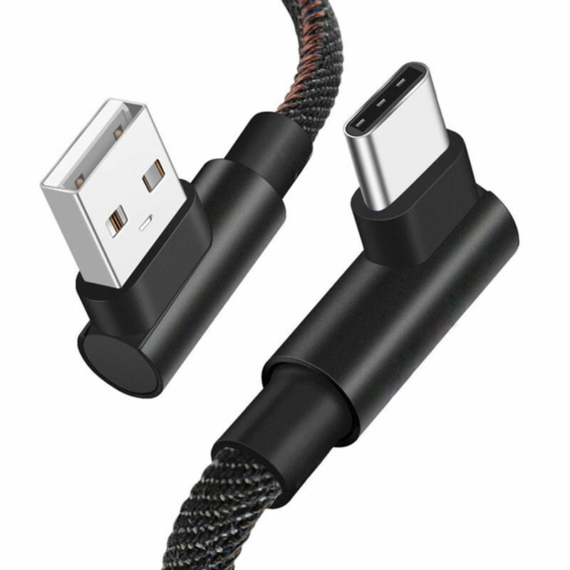 Кабель угловой, 60Вт, 3А, USB-C (M) Г-образный USB-C (M) прямой, 1,2 м, для быстрой зарядки
