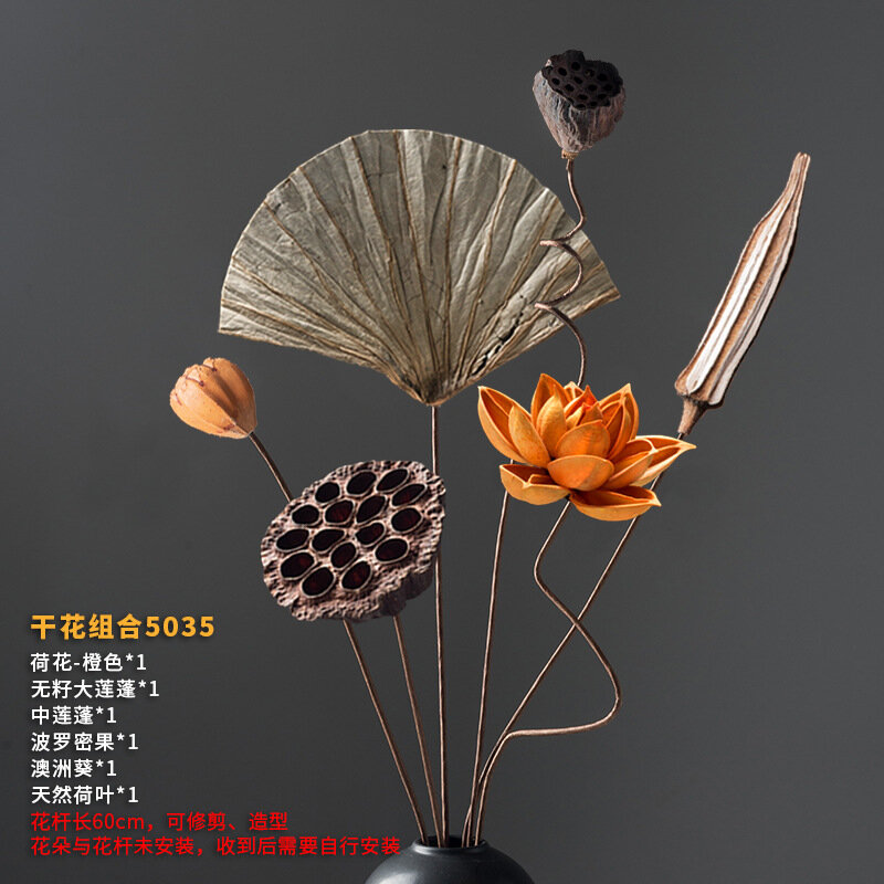 Букет из сухих цветов, декоративные украшения из настоящих цветов, лотос, высушенные на воздухе коробочки лотоса, натуральный корень лотоса, цветочная композиция в стиле дзен, украшение гостиной в китайском стиле.