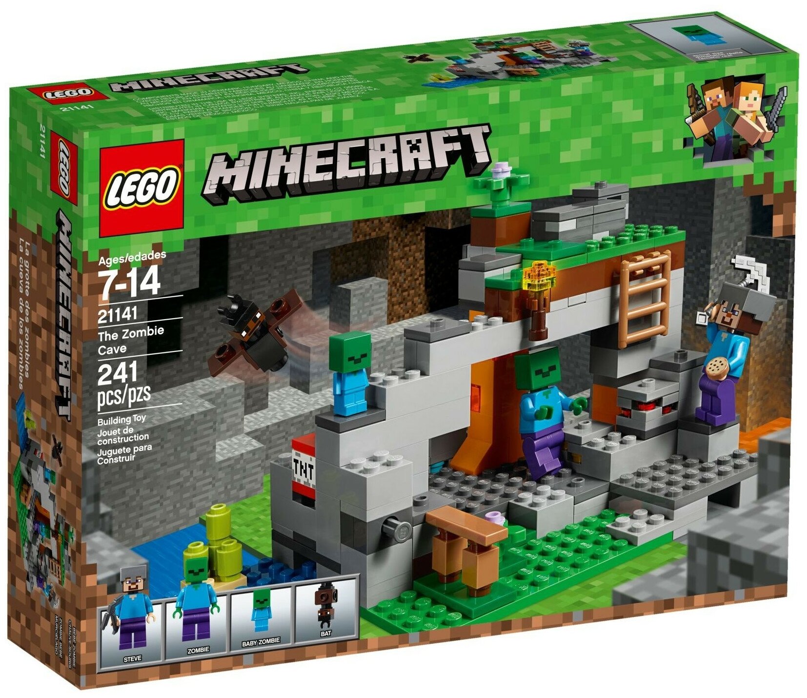 Конструктор LEGO Minecraft "Пещера Зомби" 21141, от 7 лет, 241 деталь