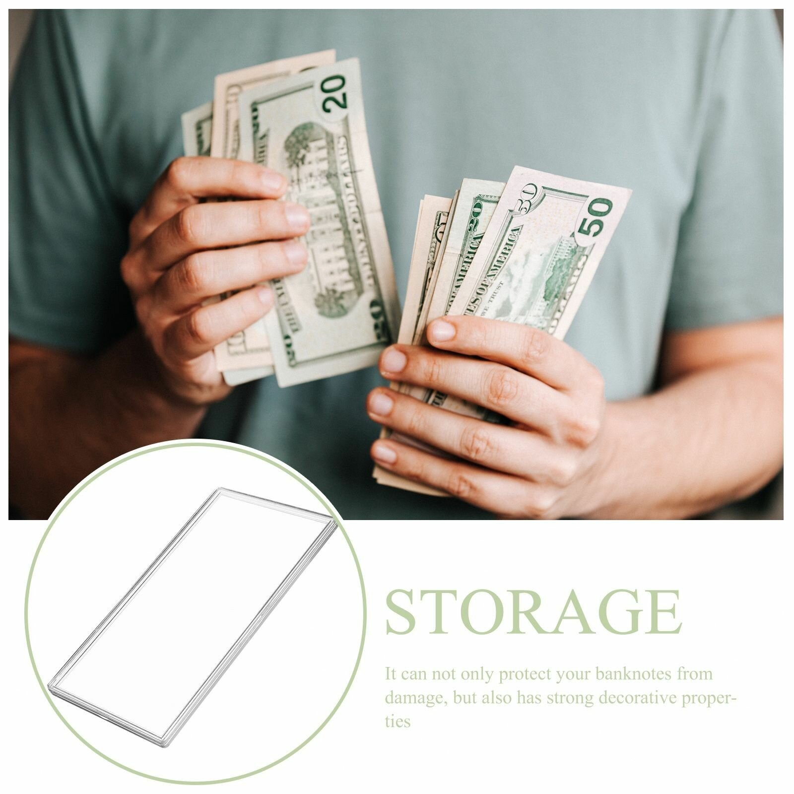 Пластиковый прозрачный держатель для бумажных денег, для хранения банкнот, 10 штук