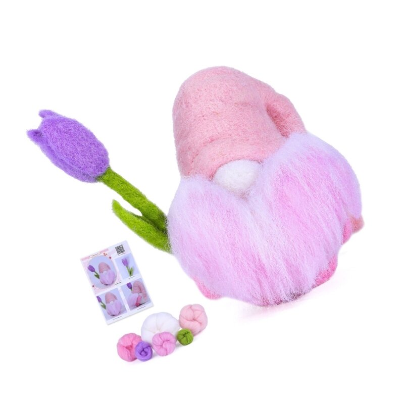 Ручная работа DIY цветная безликая кукла-карлик из шерстяного фетра poke music material pack-Tulip Dwarf