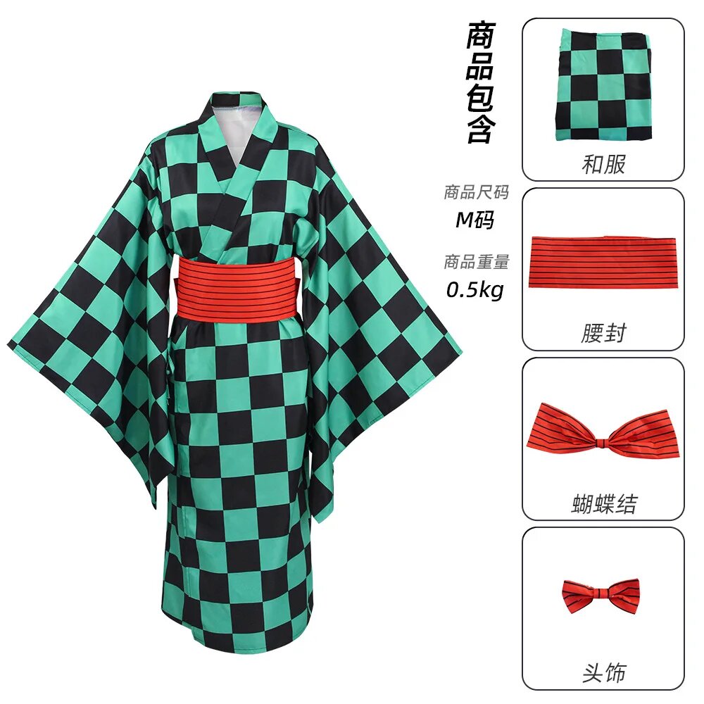 Костюм Agatsuma Zenitsu из аниме Kimetsu No Yaiba Изумрудный, XXXL, costume
