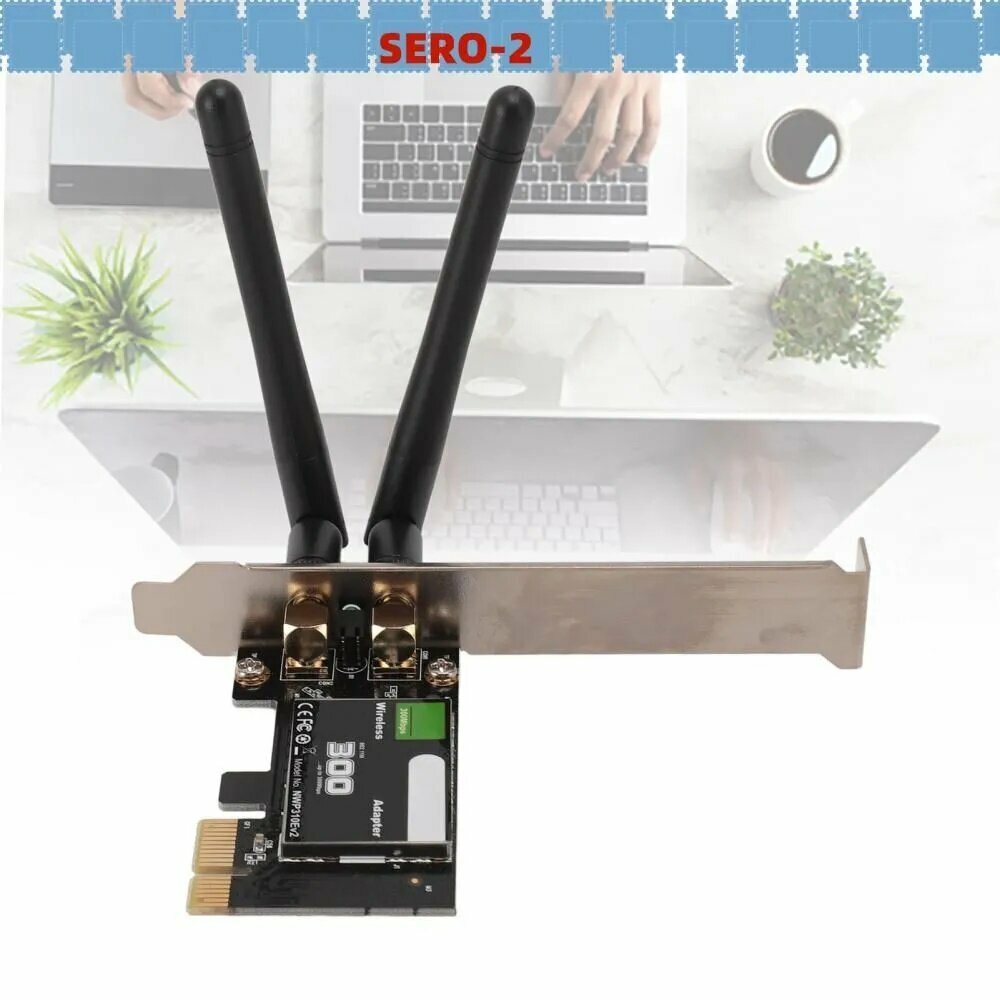 Беспроводной адаптер PCI-E WiFi 300Mbps, высокоскоростной сетевой адаптер для ПК с 2 антеннами для WIN 7 8 10 11