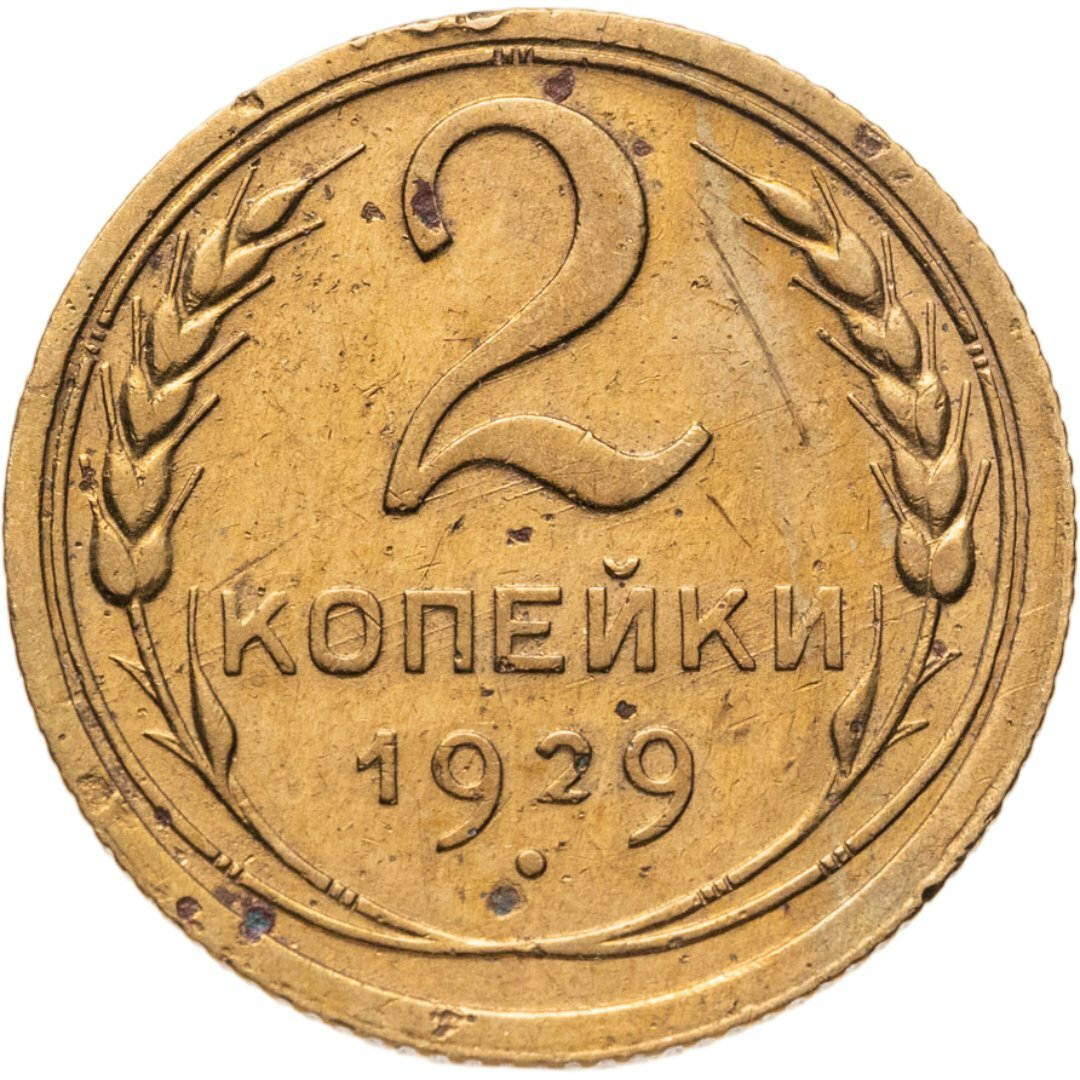 2 копейки 1929, Бронза, в сохранности VF