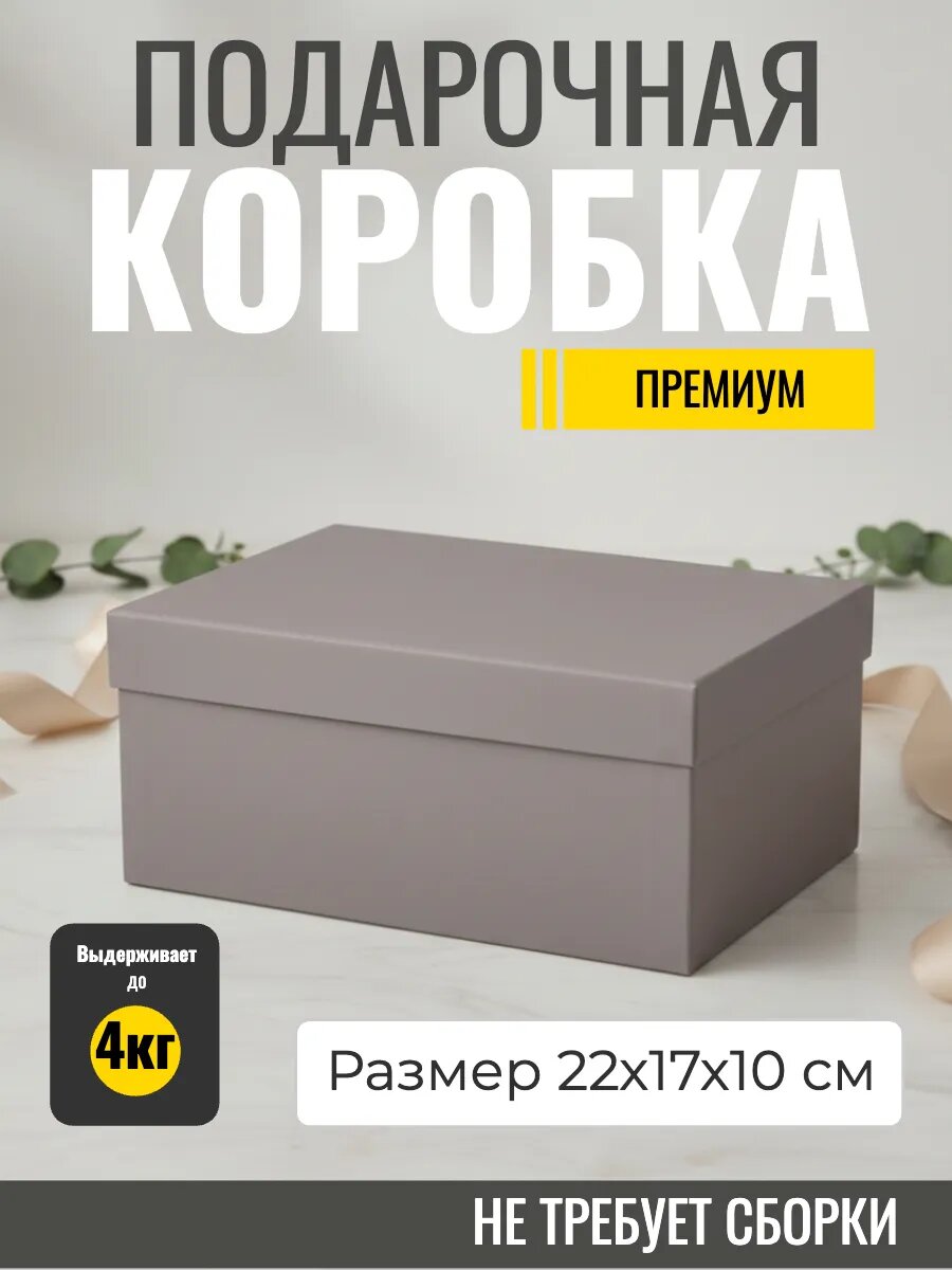 Коробка подарочная RUMBA 22х17х10 см, картонная, серая, собранная