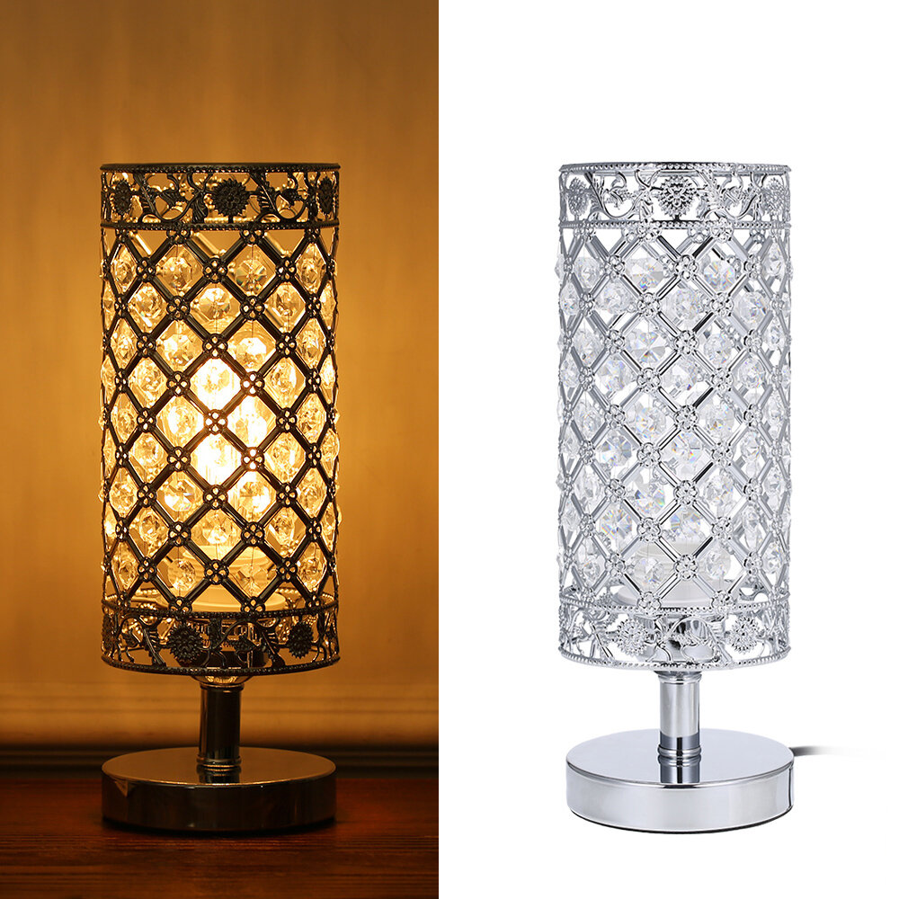 Томшайн Хрустальная Серебряная Прикроватная Настольная Лампа Светильник для Стола с Сертификацией VDE Декоративная для Спальни Гостиной Столовой Кофейни Книжного Шкафа Комода