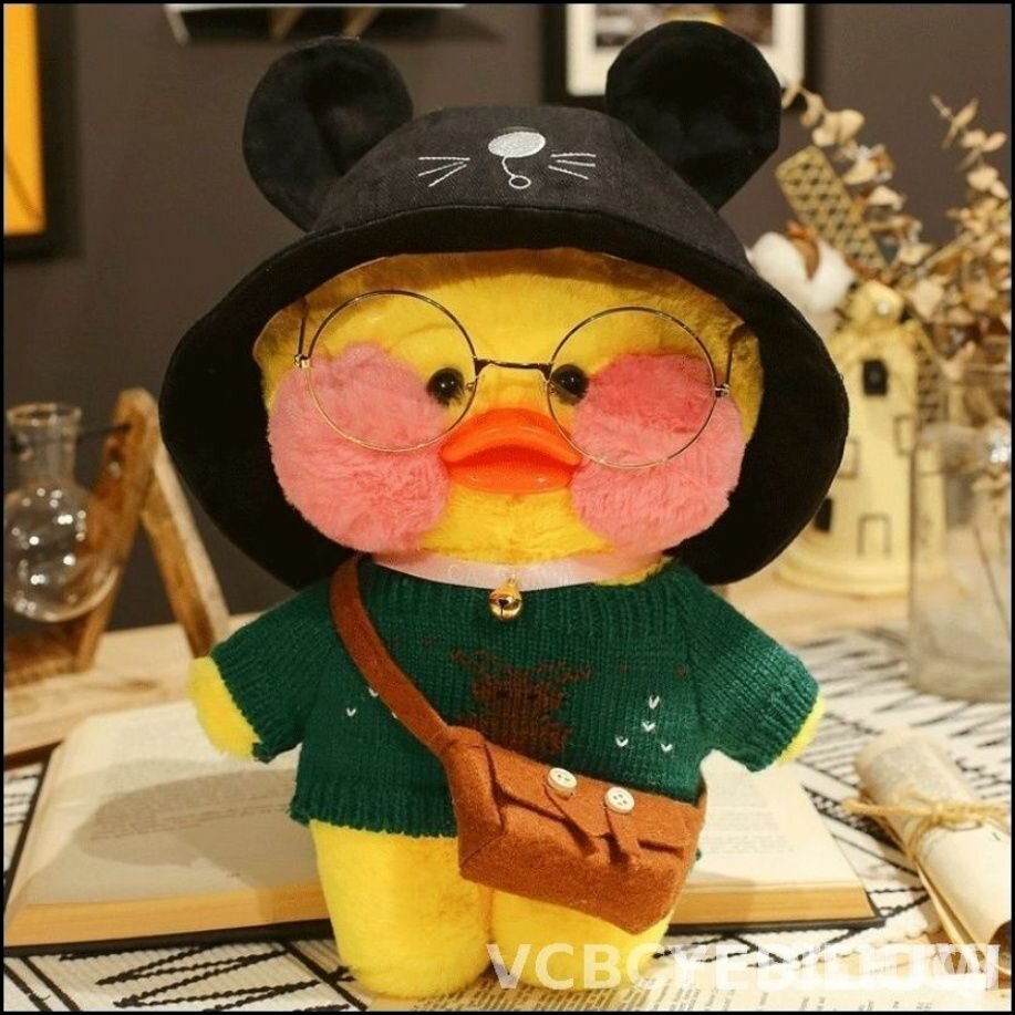 Эксклюзивная плюшевая уточка Лалафанфан MK Toy в желтом цвете с очками для детского подарка