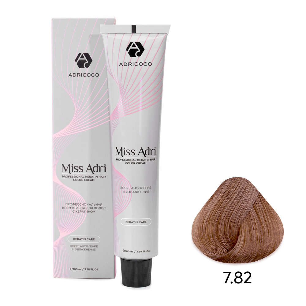 Крем-краска для волос ADRICOCO Miss Adri оттенок 7.82 Блонд шоколадный перламутровый 100 мл