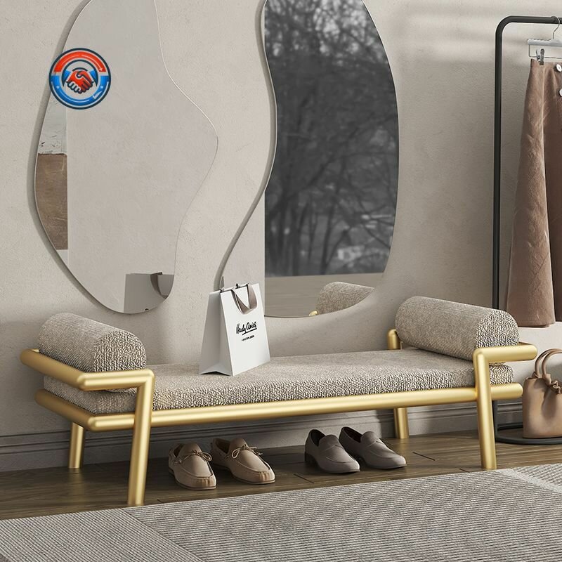 Банкетка для прихожей, мягкий пуф с высокой спинкой и сиденьем, компактная скамья для спальни и гардеробной, устойчивая конструкция, легкая сборка