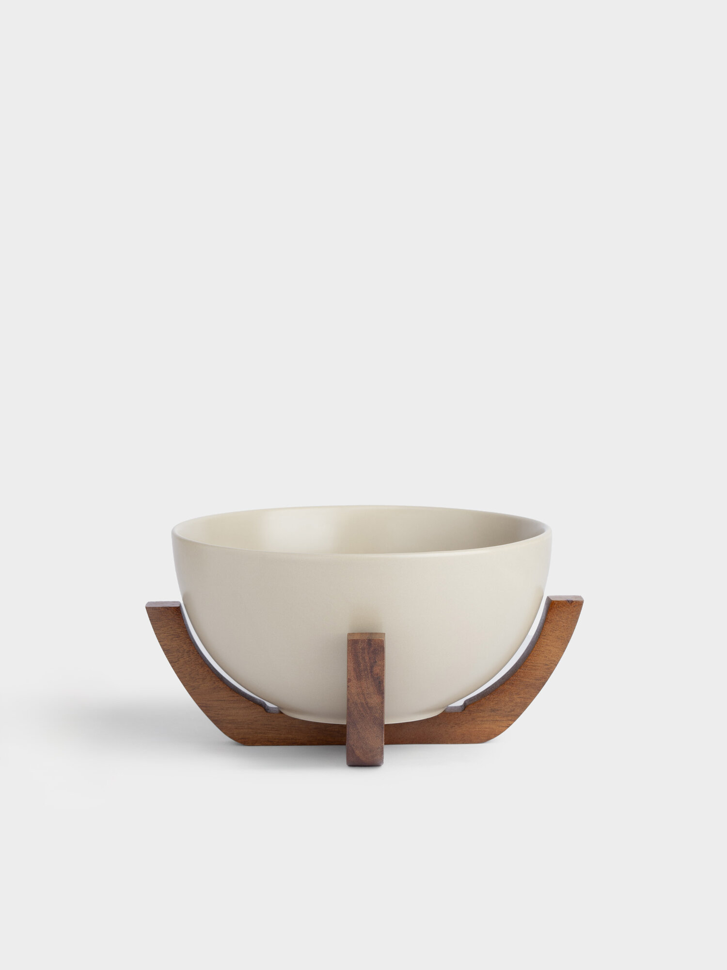 Салатник, 18х10 см, 1,2 л, на подставке, фарфор P/дерево, молочный, Ceramo noble, Kuchenland