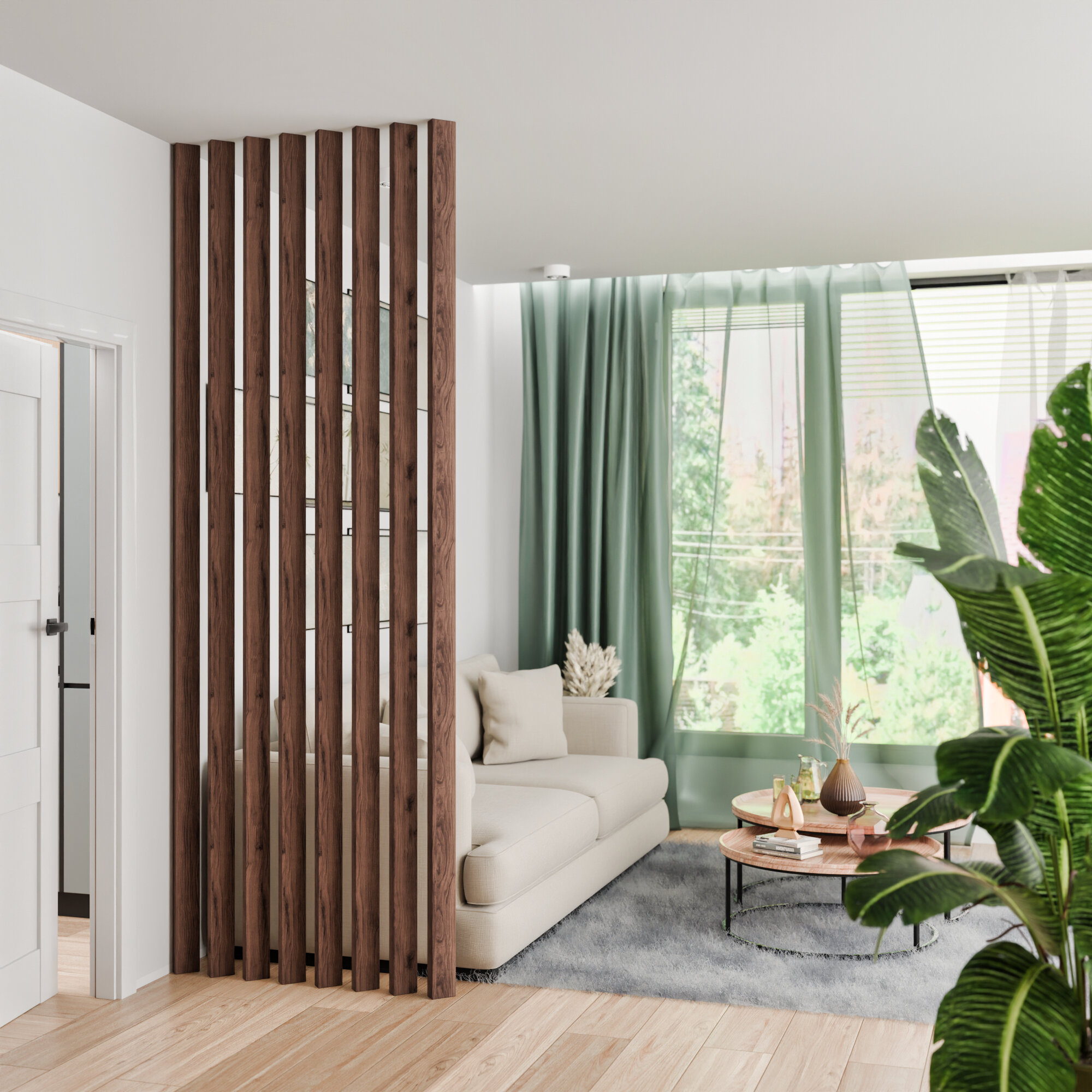 Реечная перегородка для зонирования пространства 980 мм, Дуб Катания