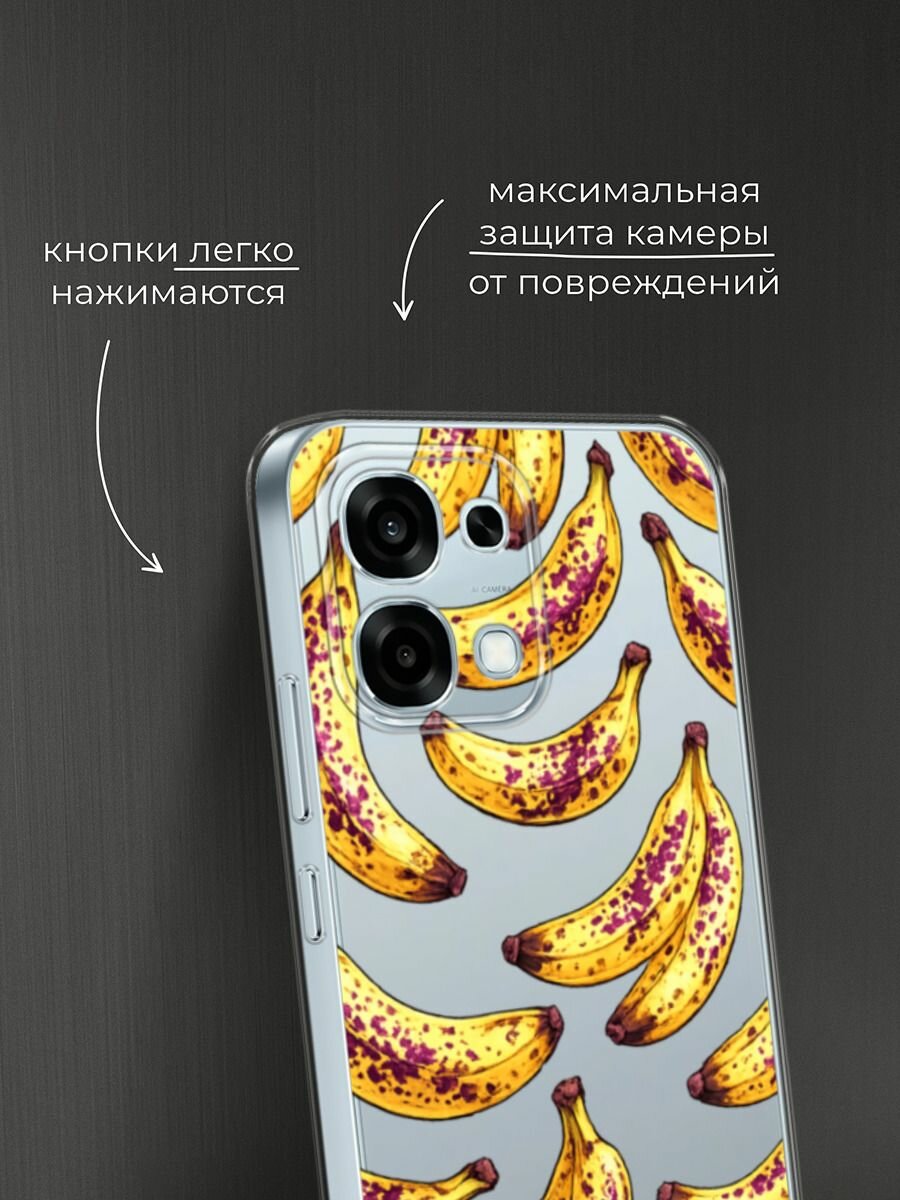 Чехол на Oppo A6 Pro / Оппо A6 Про с принтом Банановый фон, прозрачный — фото 1