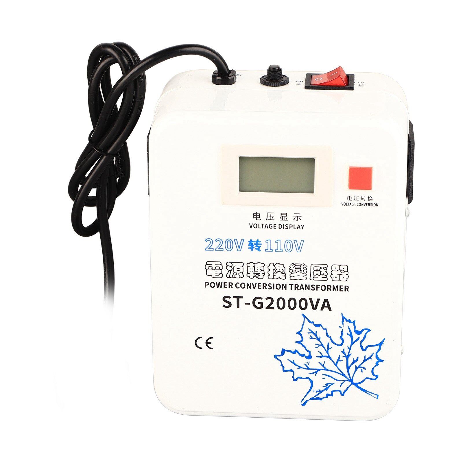 Преобразователь напряжения 2000W, понижающий трансформатор 220/110В, с 2 розетками