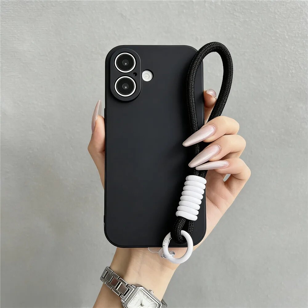 Модный Однотонный Чехол Из Жидкого Силикона С Ремешком Для Xiaomi Poco X8 Poco X8 Pro, Черный, Black
