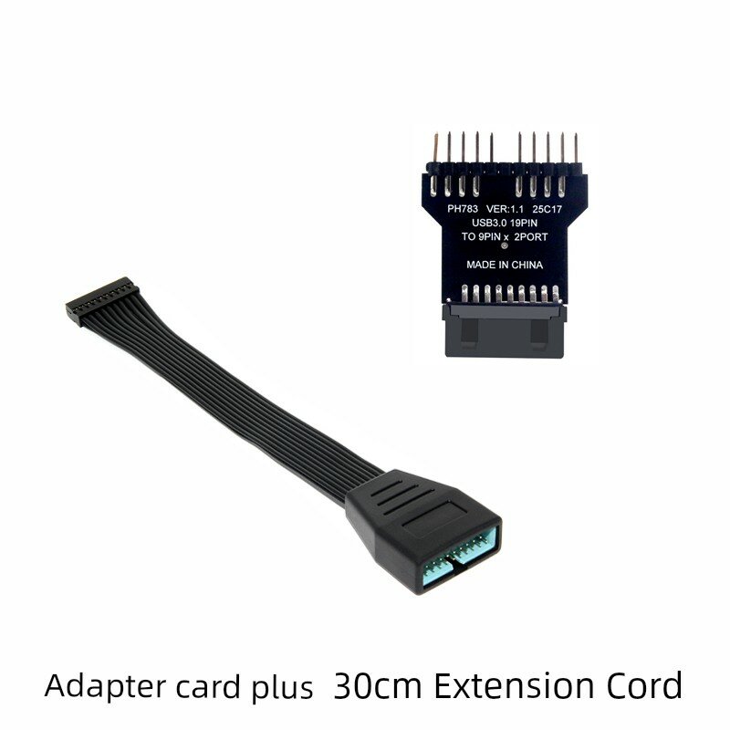 USB 3.0 19-контактный к адаптеру 2x9-контактного с 30 см проводом для водяного охлаждения вентилятора RGB и датчика