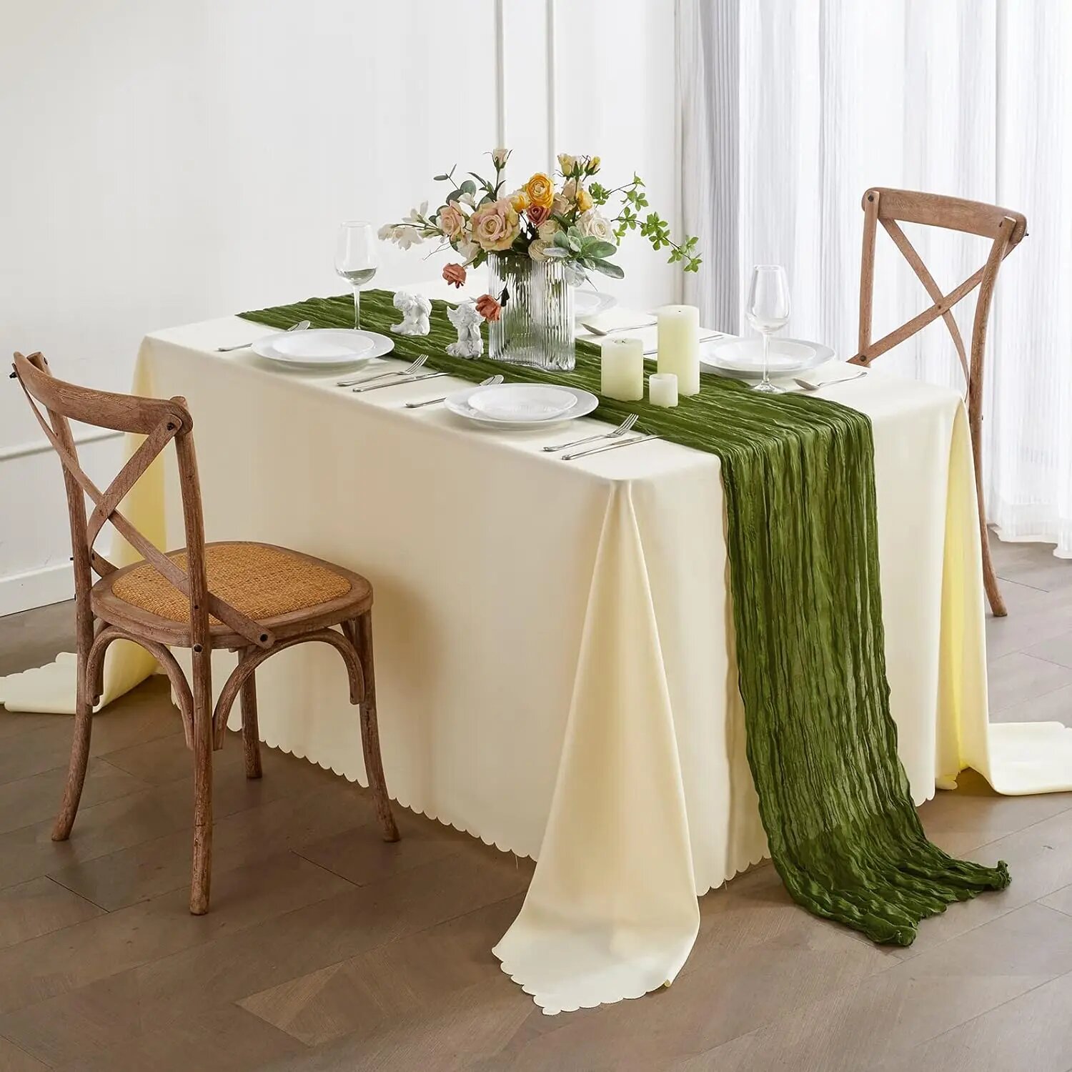 Дорожка на стол из полиэстера Sage Green 1PC 90X180cm, Army green