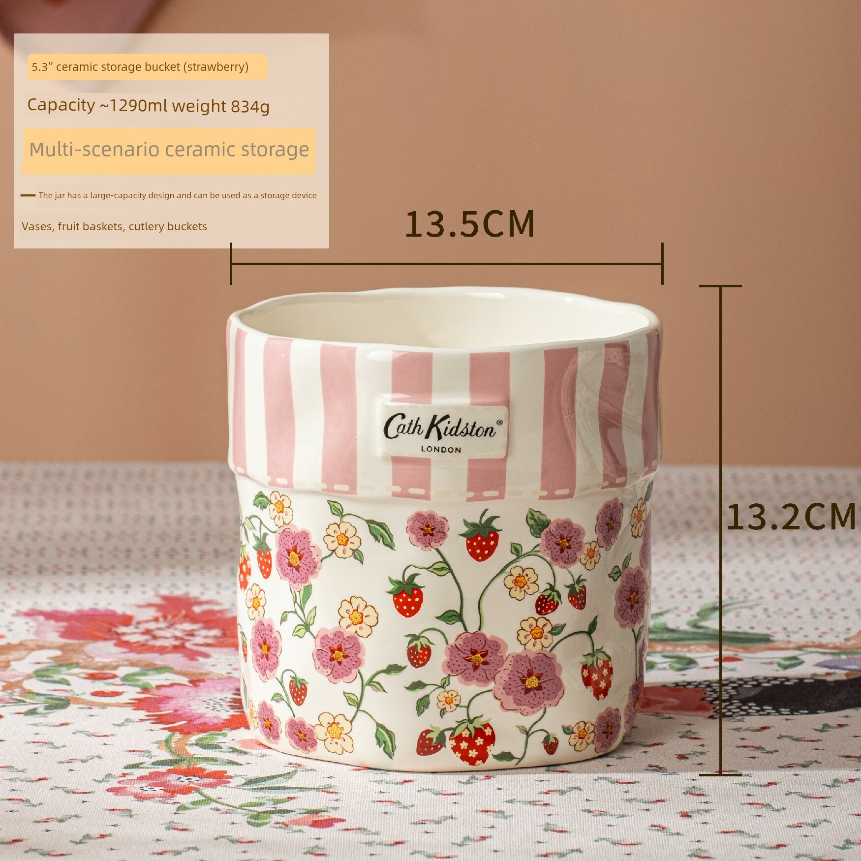 Керамическая емкость от Cath Kidston с клубникой для закусок конфет и домашнего хранения 88 символов